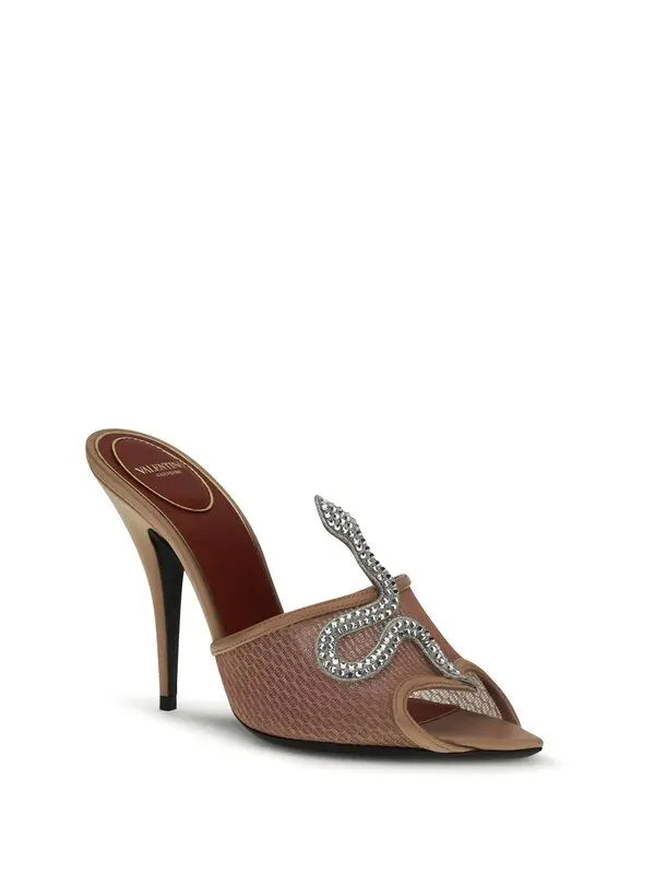 Valentino Garavani Coeur Vipère Sandals With Mesh