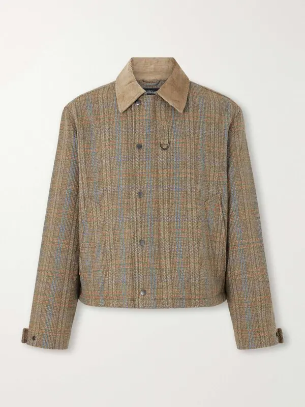 FRIZMWORKS Corduroy-trimmed Checked Wool Jacket
