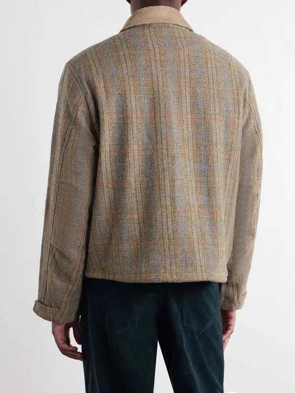 FRIZMWORKS Corduroy-trimmed Checked Wool Jacket