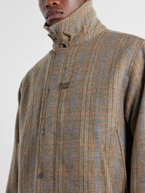FRIZMWORKS Corduroy-trimmed Checked Wool Jacket - Neutrals