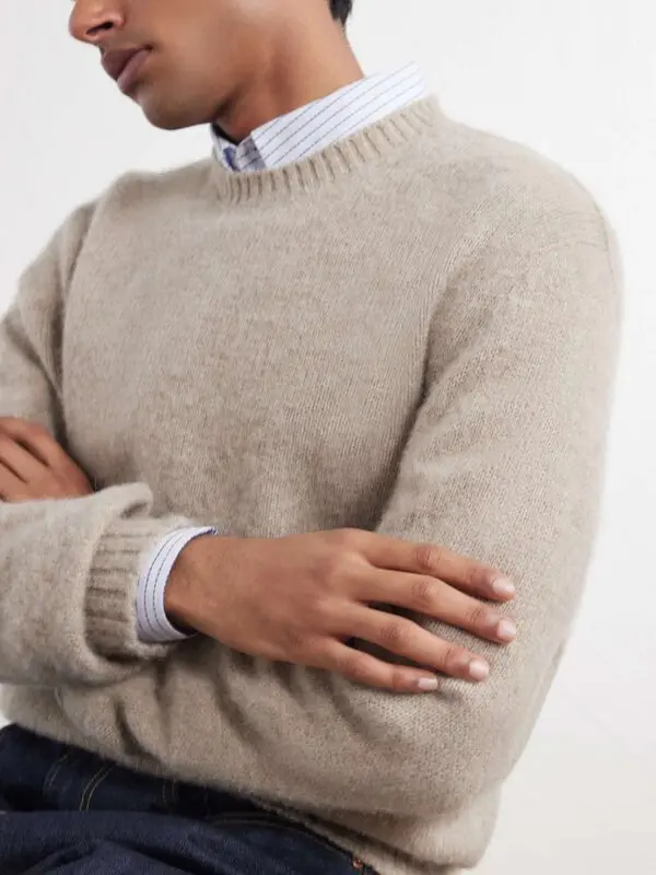 De Bonne Facture Shaggy Sheep Wool Sweater - Beige