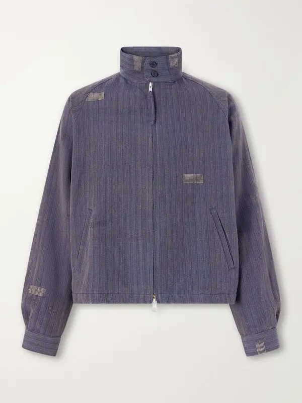 KARDO Stanley Embroidered Pinstriped Cotton Bomber Jacket