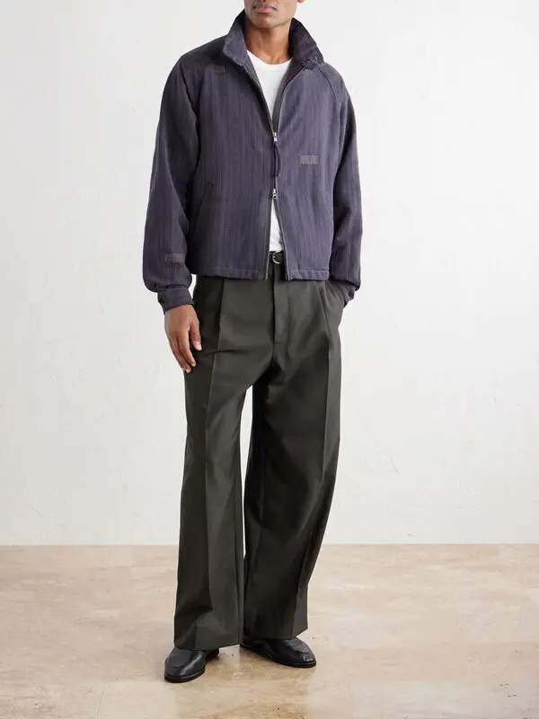 KARDO Stanley Embroidered Pinstriped Cotton Bomber Jacket
