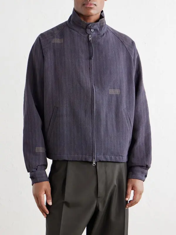 KARDO Stanley Embroidered Pinstriped Cotton Bomber Jacket