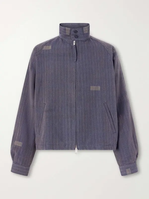 KARDO Stanley Embroidered Pinstriped Cotton Bomber Jacket