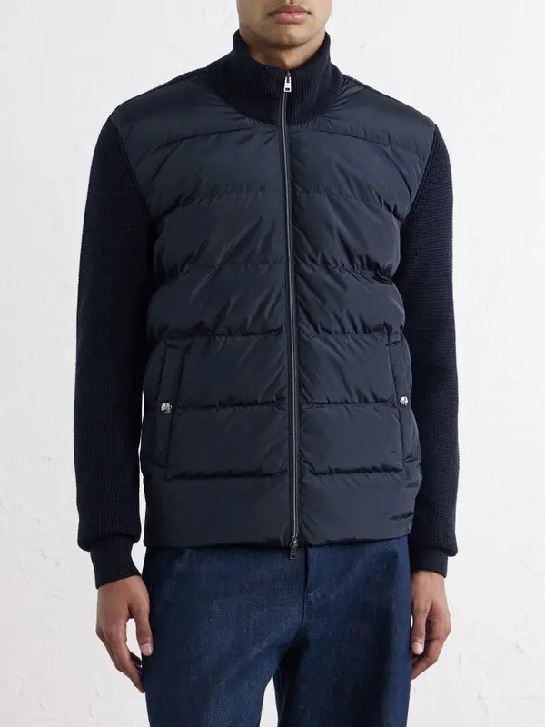 Herno Waffle-knit Wool And Quilted Shell Down Jacket