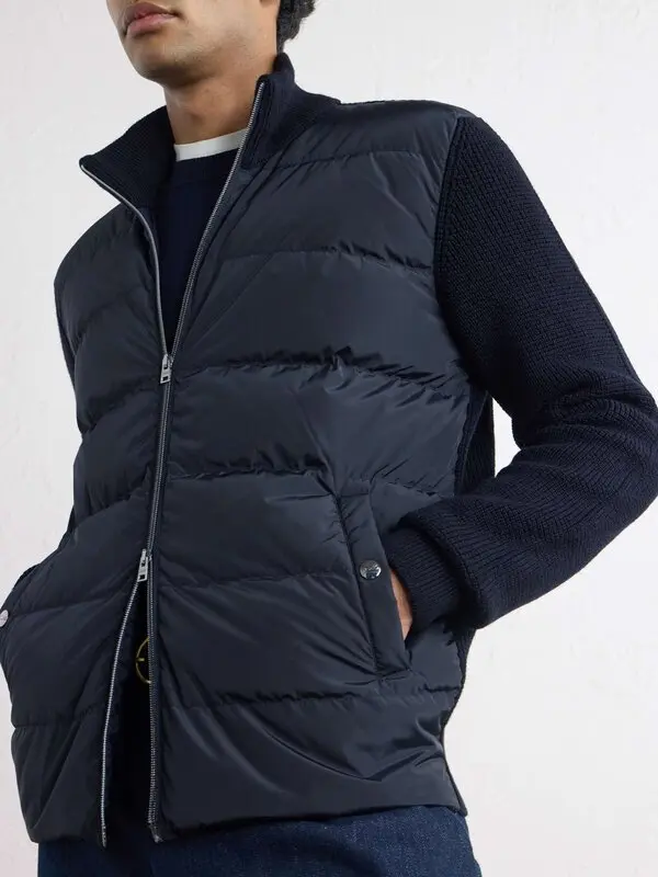 Herno Waffle-knit Wool-trimmed Quilted Shell Down Jacket