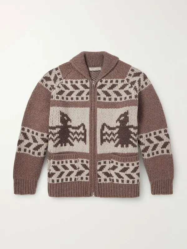 FRIZMWORKS Thunderbird Wool-blend Jacquard Zip-up Sweater