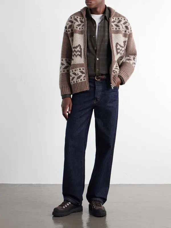 FRIZMWORKS Thunderbird Wool-blend Jacquard Zip-up Sweater