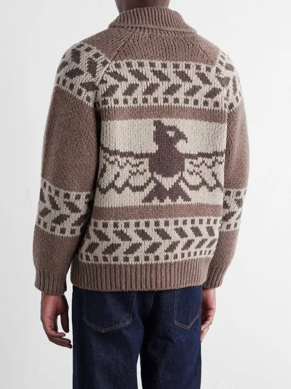 FRIZMWORKS Thunderbird Wool-blend Jacquard Zip-up Sweater - Brown