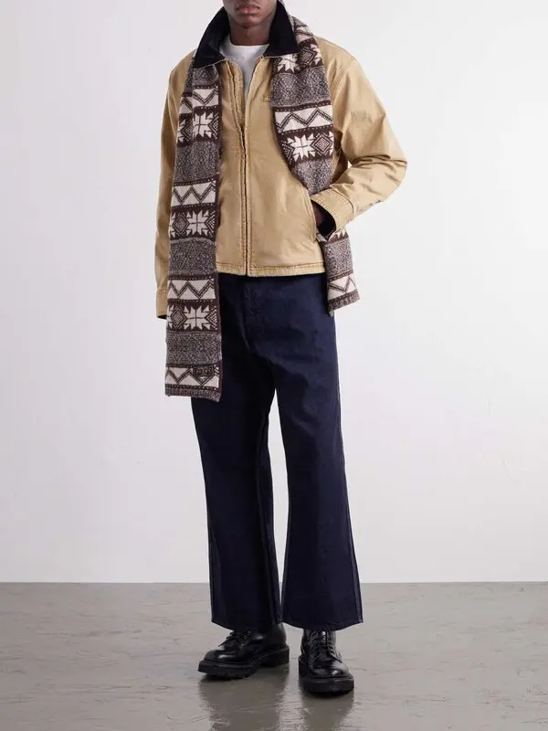 BEAMS Muffler Cable-knit Jacquard Wool Scarf