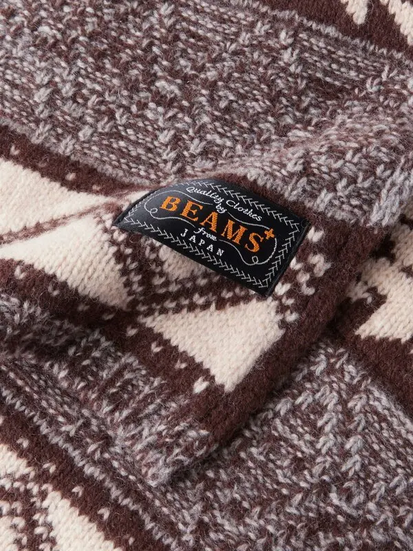 BEAMS Muffler Cable-knit Jacquard Wool Scarf
