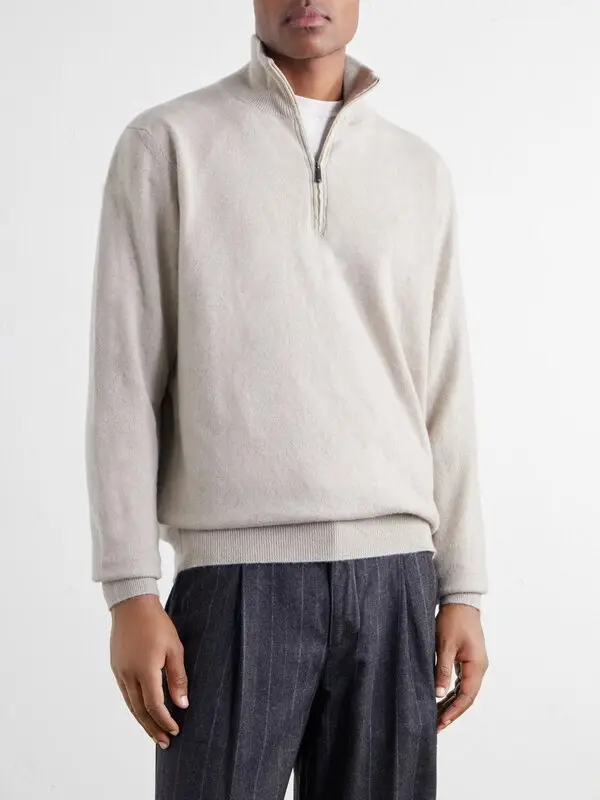 Massimo Alba Liam Cashmere Half-zip Sweater - Neutrals