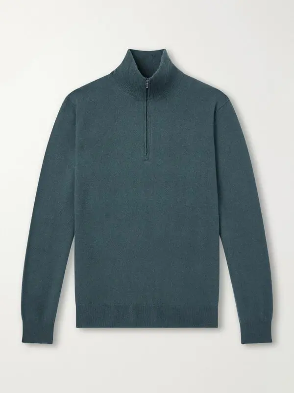 Massimo Alba Liam Cashmere Half-zip Sweater - Green