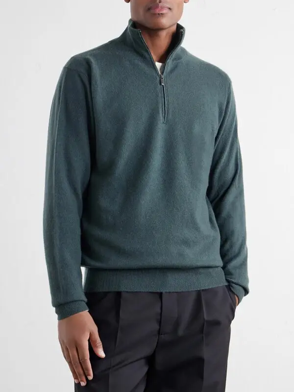 Massimo Alba Liam Cashmere Half-zip Sweater - Green