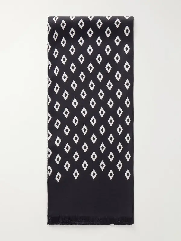 FAVOURBROOK Fringed Silk-jacquard Scarf