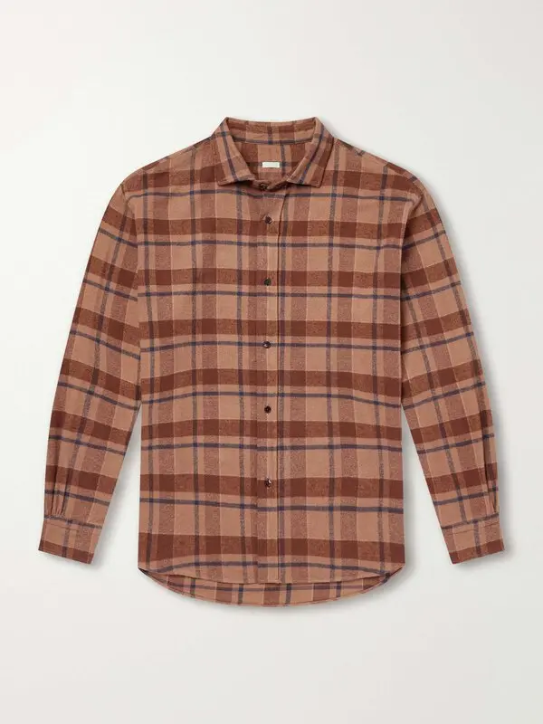 A.PRESSE Checked Cotton And Silk-blend Twill Shirt