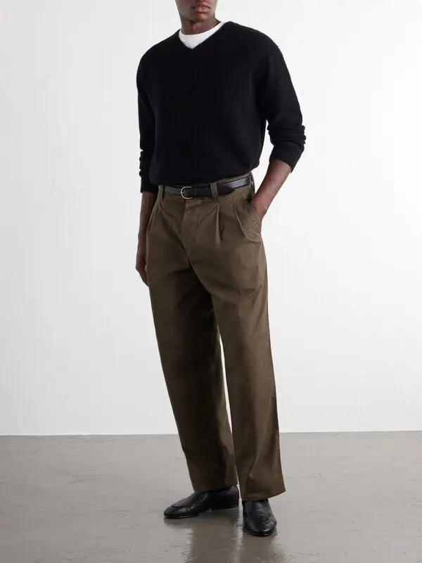 MARGARET HOWELL Mhl. Straight-leg Pleated Cotton Trousers