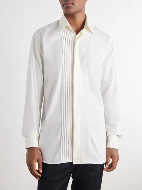 FAVOURBROOK Classic-collar Pintucked Cotton-poplin Tuxedo Shirt