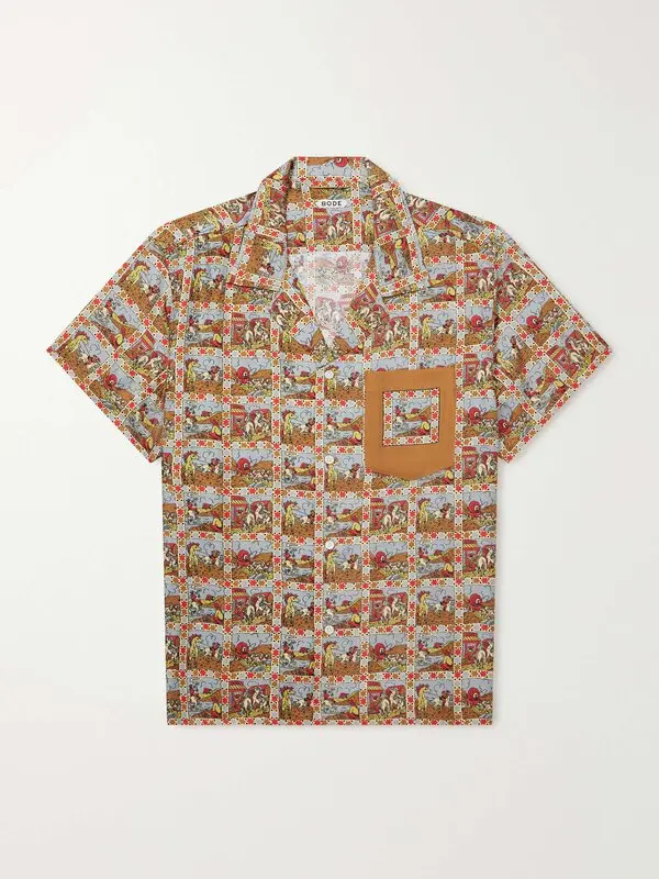 BODE Cowboy Comic Camp-collar Printed Silk-satin Shirt