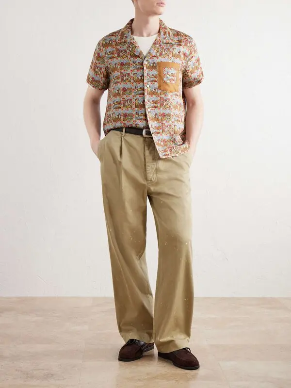 BODE Cowboy Comic Camp-collar Printed Silk-satin Shirt