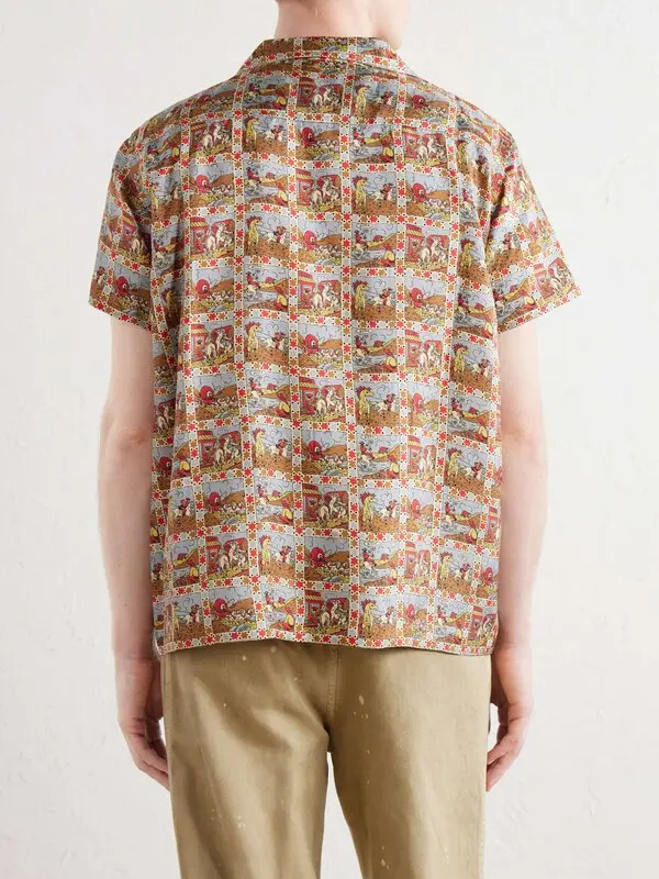 BODE Cowboy Comic Camp-collar Printed Silk-satin Shirt
