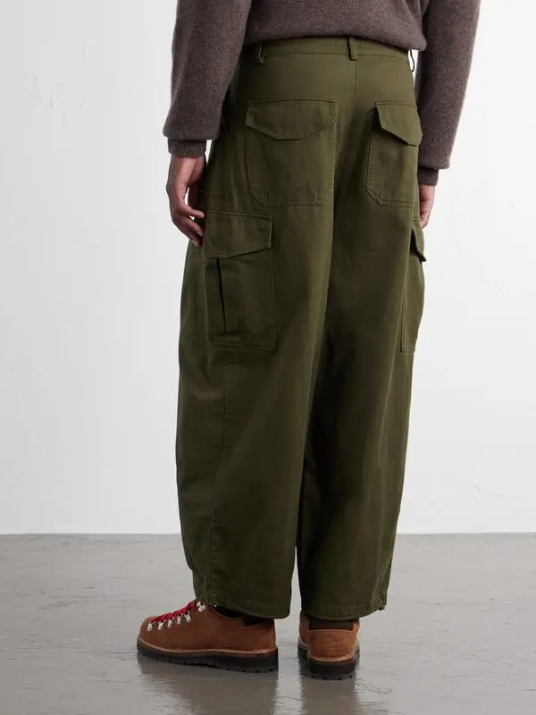 FRIZMWORKS Wide-leg Cotton-twill Drawstring Cargo Trousers