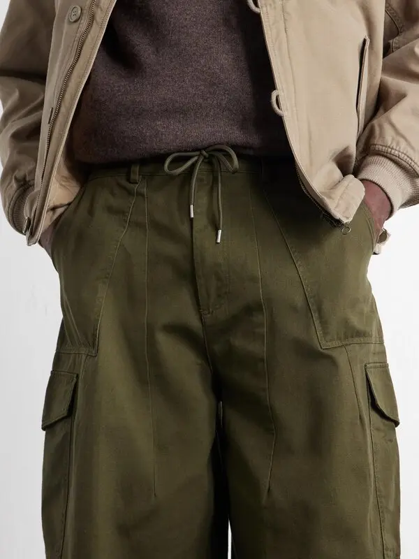 FRIZMWORKS Wide-leg Cotton-twill Drawstring Cargo Trousers