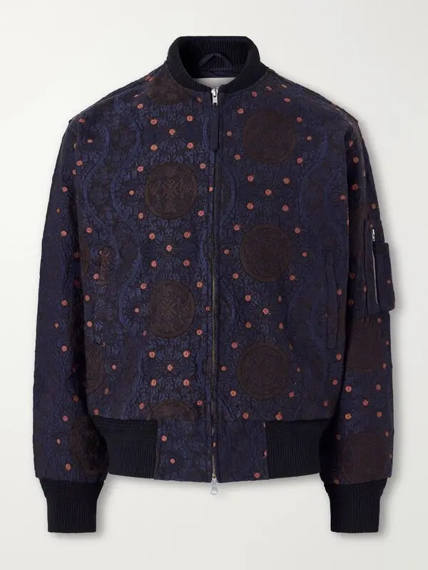 KARDO Max Embroidered Cotton Bomber Jacket - Blue