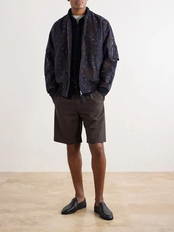 KARDO Max Embroidered Cotton Bomber Jacket - Blue