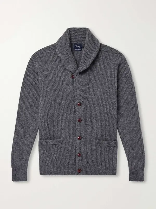 DRAKE'S Ribbed Wool Cardigan
