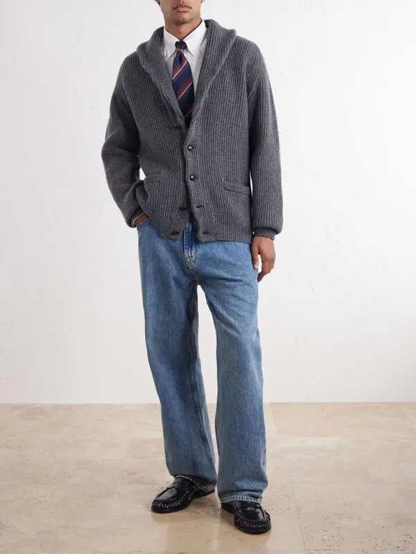 DRAKE'S Ribbed Wool Cardigan