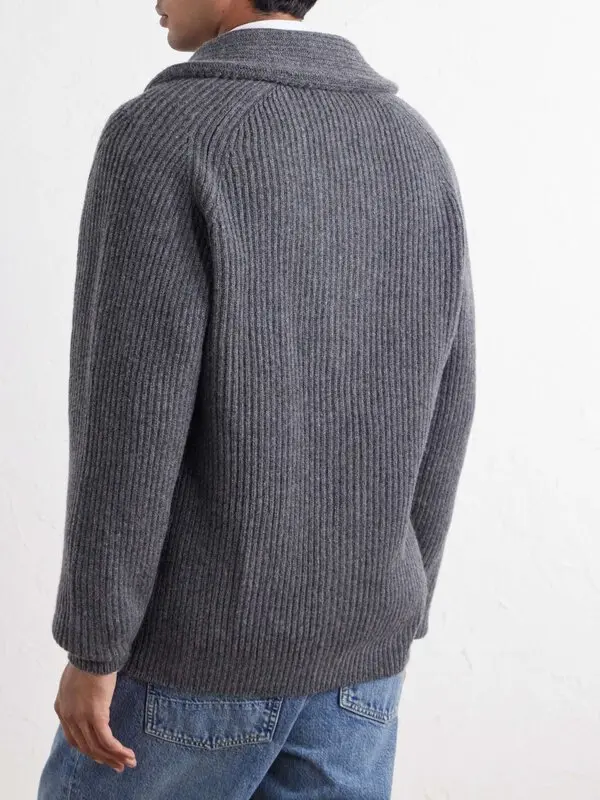 DRAKE'S Ribbed Wool Cardigan