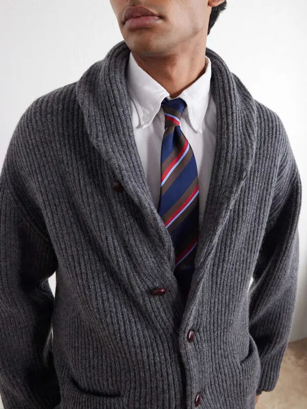DRAKE'S Ribbed Wool Cardigan