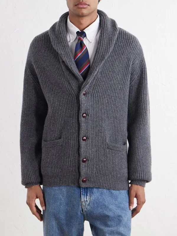 DRAKE'S Ribbed Wool Cardigan