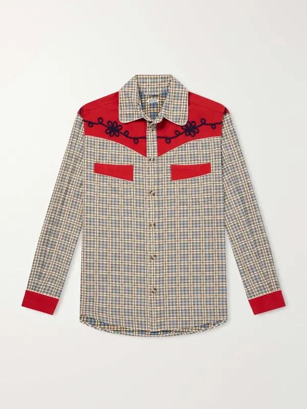 BODE River City Western Checked Cotton Shirt