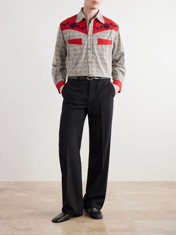 BODE River City Western Checked Cotton Shirt - Red