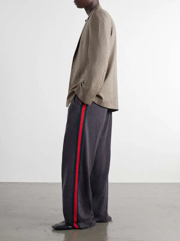 Gucci Webbing-trimmed Straight-leg Wool Trousers