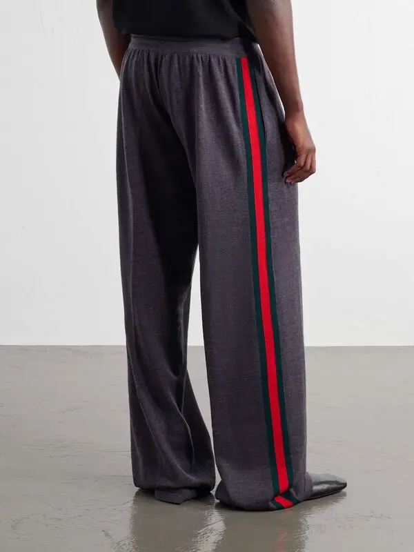 Gucci Webbing-trimmed Straight-leg Wool Trousers