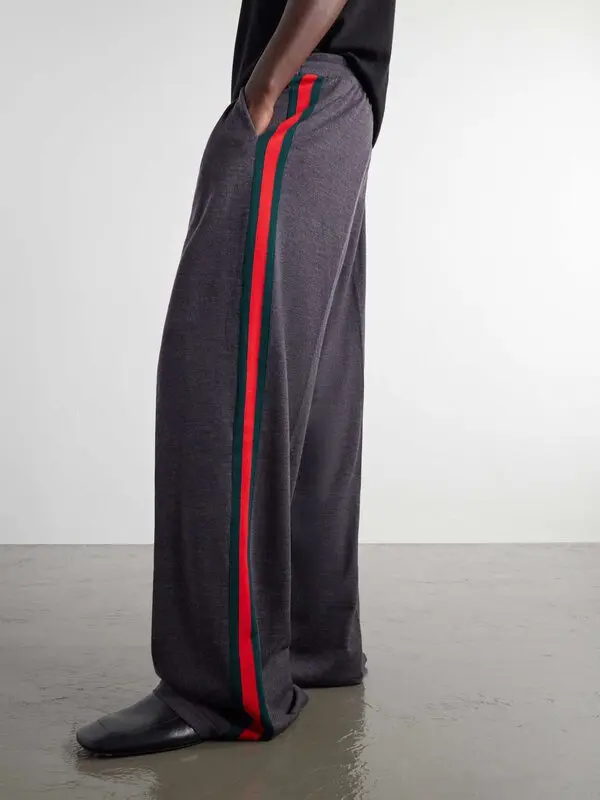 Gucci Webbing-trimmed Straight-leg Wool Trousers