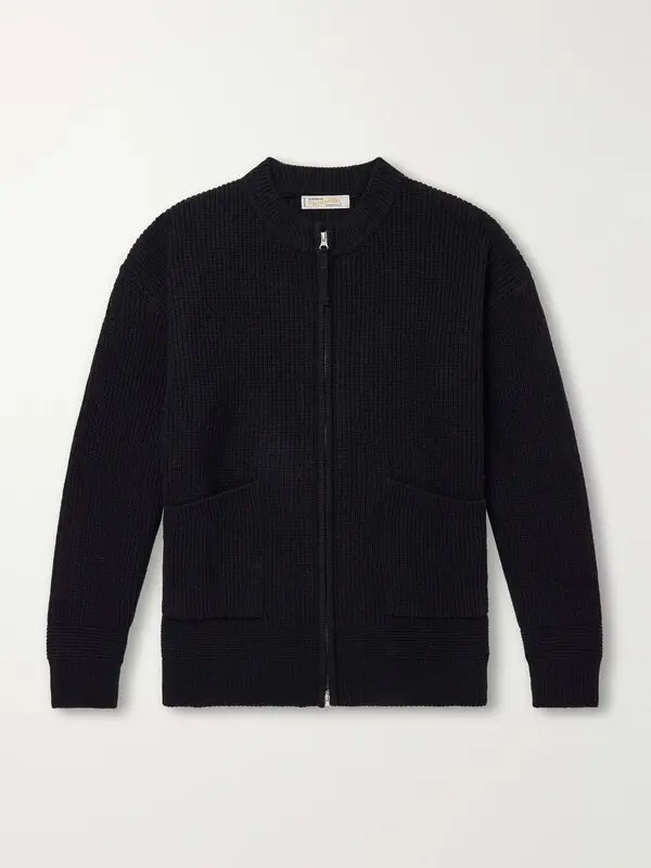 FRIZMWORKS Ribbed Wool-blend Zip-up Sweater