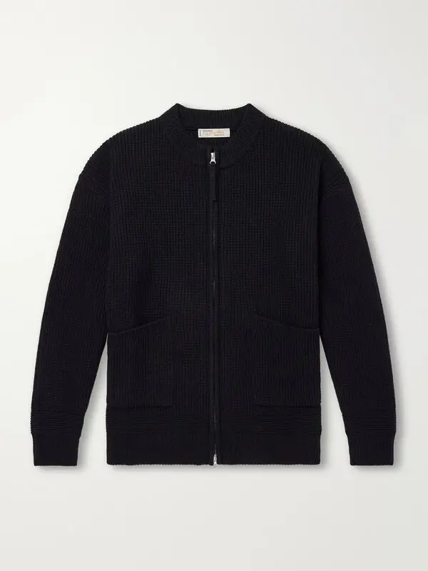 FRIZMWORKS Ribbed Wool-blend Zip-up Sweater - Black