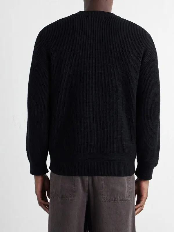FRIZMWORKS Ribbed Wool-blend Zip-up Sweater - Black