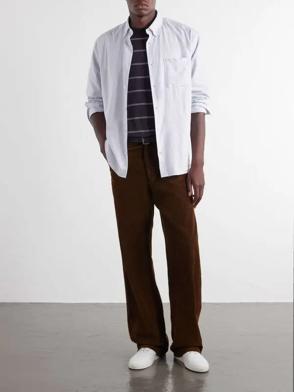 A.p.c. Mateo Striped Logo-embroidered Cotton-poplin Shirt