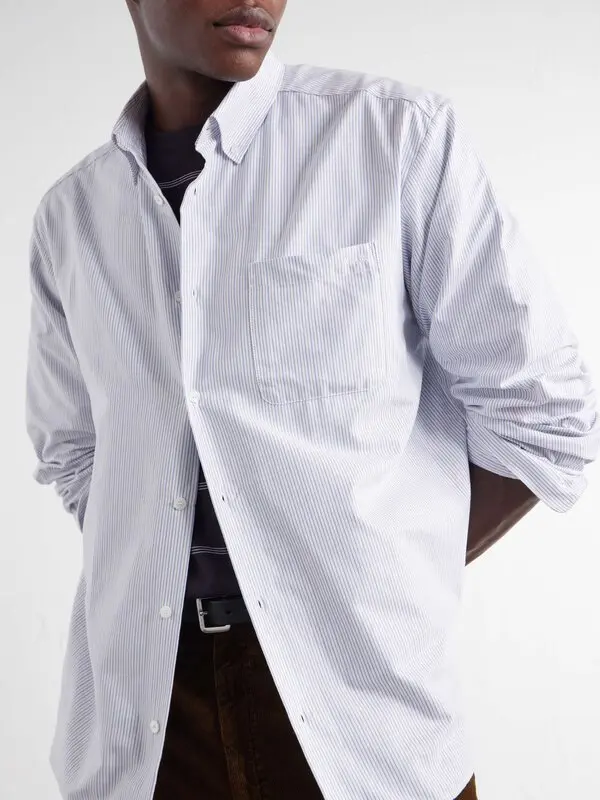 A.p.c. Mateo Striped Logo-embroidered Cotton-poplin Shirt
