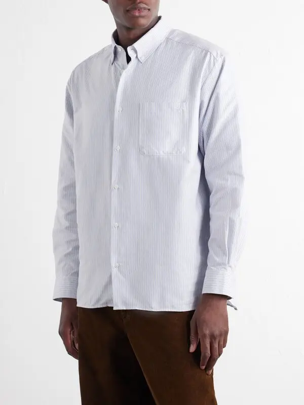 A.p.c. Mateo Striped Logo-embroidered Cotton-poplin Shirt