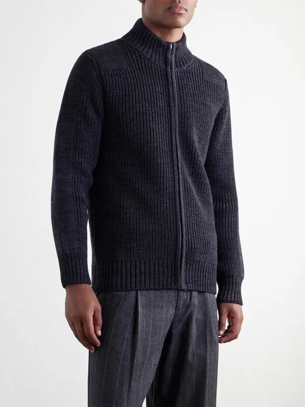 S.N.S. HERNING Robust Merino Wool Zip-up Sweater
