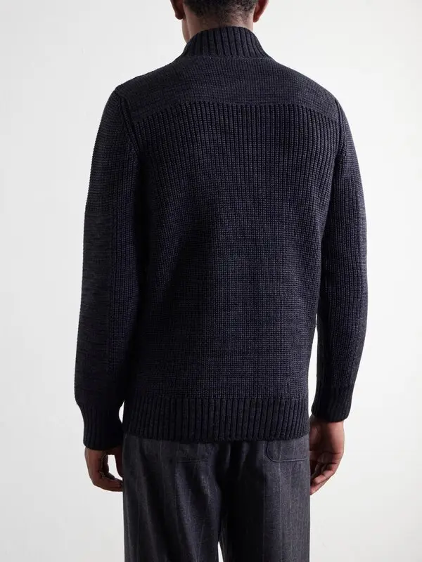 S.N.S. HERNING Robust Merino Wool Zip-up Sweater
