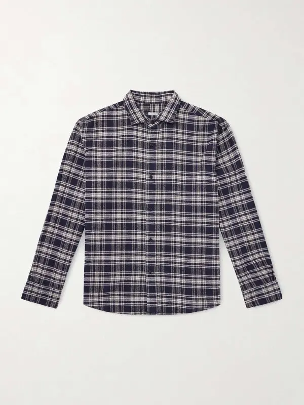 A.PRESSE Checked Cotton And Silk-blend Twill Shirt