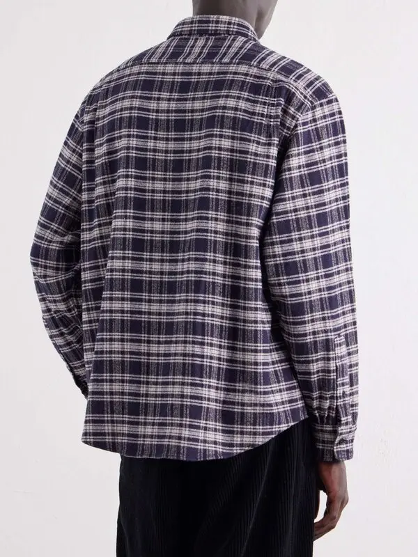 A.PRESSE Checked Cotton And Silk-blend Twill Shirt